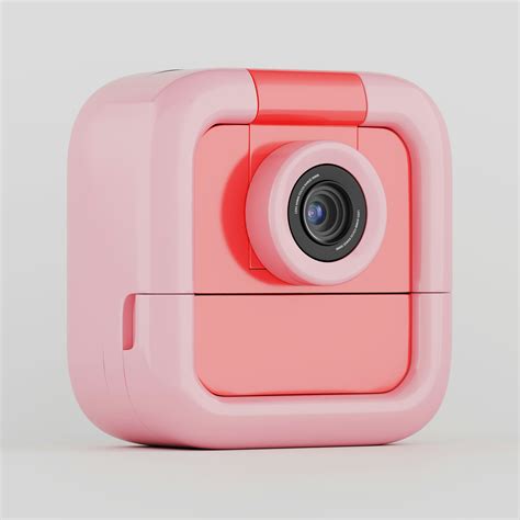 A Pink Cube Camera Is Posed On A White Backdrop Photo Free Pink