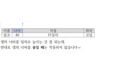 버그 셀 크기 적용으로 셀의 너비가 줄어들지 않네요 한글 오토메이션 한컴디벨로퍼 포럼
