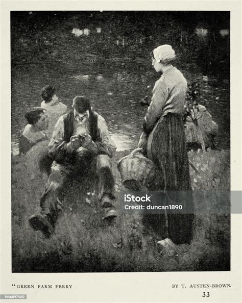 토마스 오스틴 브라운의 그린 팜 페리 1890년대 빅토리아 시대 예술 페리 여객선에 대한 스톡 벡터 아트 및 기타 이미지