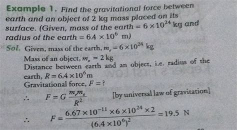 Example Find The Gravitational Force Between Earth And An Object Of