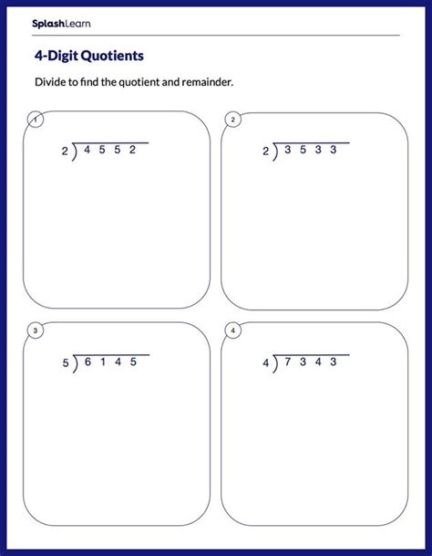 Year 4 Maths Division Worksheets Free Printable Splashlearn