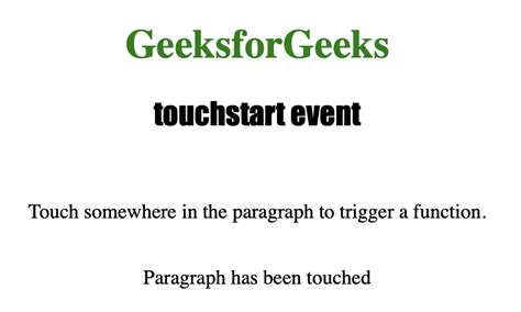 Html Dom Touchstart Event Geeksforgeeks