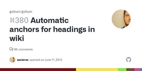 Automatic Anchors For Headings In Wiki · Issue 380 · Gollumgollum