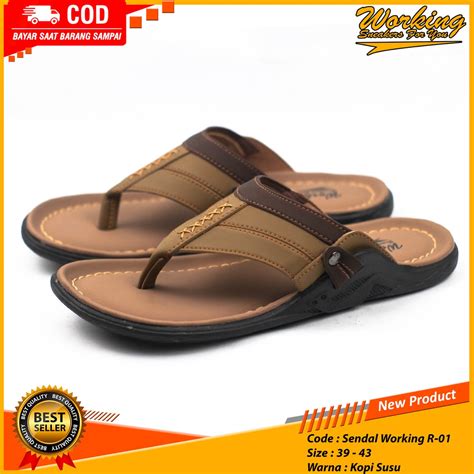 Jual Sendal Pria Kulit Premium Kualitas Import Working R 01 Sandal