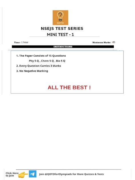 Nsejs Mini Test 1 Olympiads Pdf Reproduction Carbon Dioxide