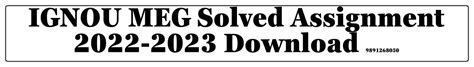 Ignou Meg Solved Assignment 2022 2023 Download Pdf Ma In English Assignment Ignou Solved