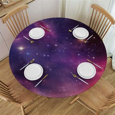 Shangniulu Purple Galaxy Round Table Cloth Cover Universe Starry Sky