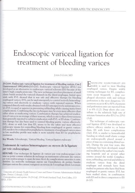 PDF Endoscopic Variceal Ligation For Treatment Of Bleeding Varices