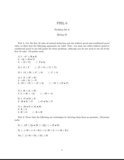 Solved PHIL 6Problem Set 6Spring 24Part 1 Use The First 18 Chegg Com