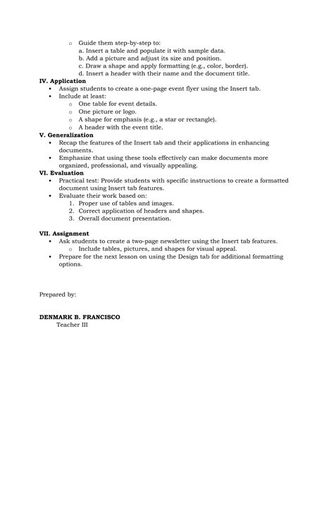 Leson Plan About Insert Tab New 2026 Docx