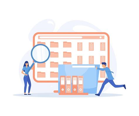 Premium Vector Male Worker Add Files To Big Folder Storage And