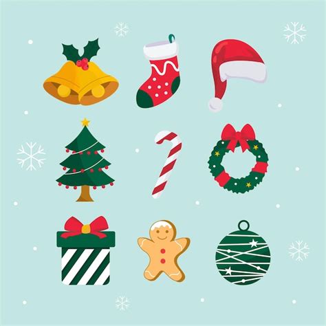 Premium Vector Christmas Element Flat Design Collection