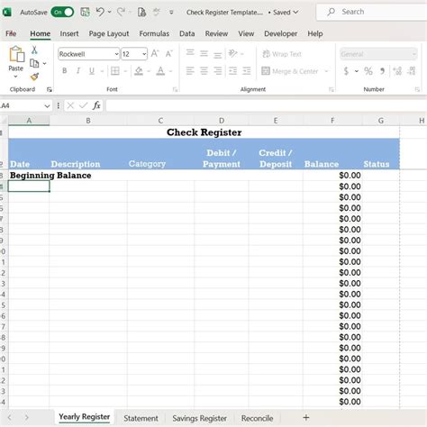 Template Check Register Excel Google Docs Statement Reconcile Savings Register Etsy