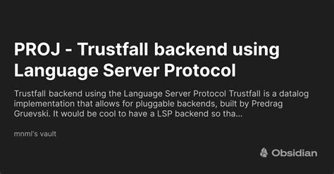 Proj Trustfall Backend Using Language Server Protocol Mnmls Vault