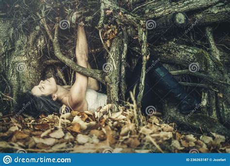 Woman As A Part Of Tree Stock Image Image Of Emotion