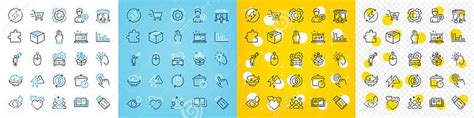 Vector Icons Set Of Three Fingers Puzzle And Cursor Line Icons For