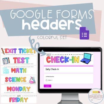 Google Forms Headers Colorful Set Google Forms Distance Learning Digital Interactive Notebook