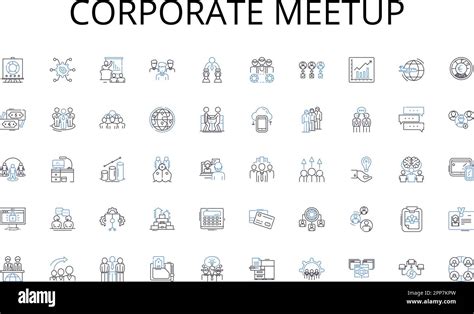 corporate meetup line icons collection efficiency workflow