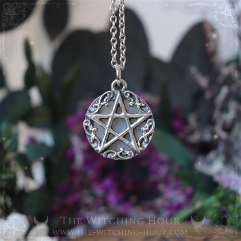 Wiccan Pentagram Necklace With Rainbow Moonstone Pentacle Pendant
