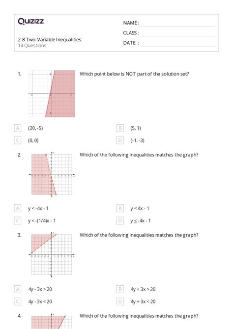 50 Two Variable Inequalities Worksheets For 10th Class On Quizizz