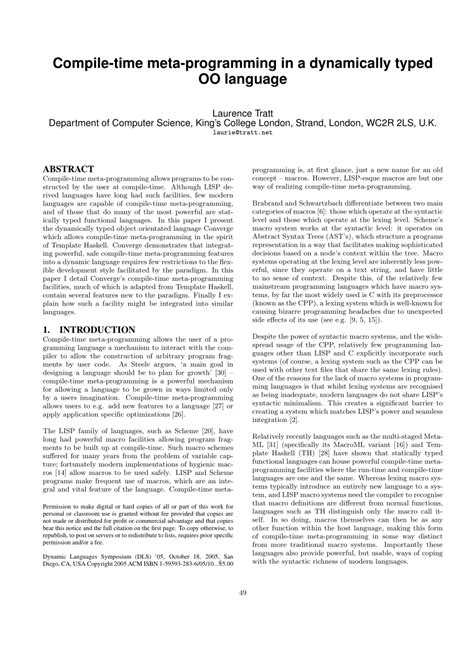 pdf compile time meta programming in a dynamically typed oo language