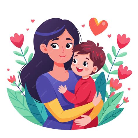 Una Madre Y Su Hijo Están Tomados De La Mano Vector Premium