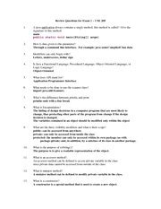 Exam Review Answers Review Questions For Exam Cse A Java