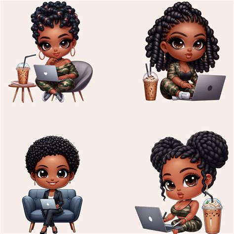 23 Black Chibi Girl Clipart Working Chibi Girl Clipart Black Girl Graphics Chibi Girl Png