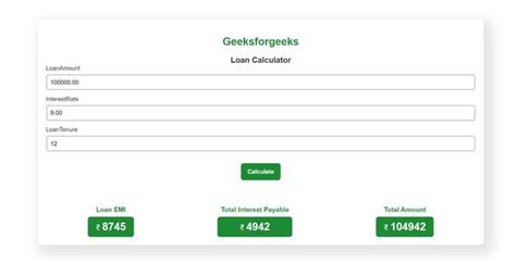 Build A Loan Calculator Using Nextjs Geeksforgeeks