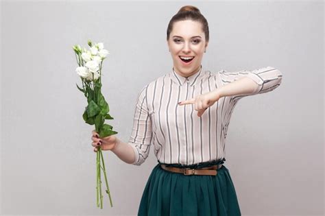 Premium Photo Portrait Of Suprised Attractive Romantic Young Woman In