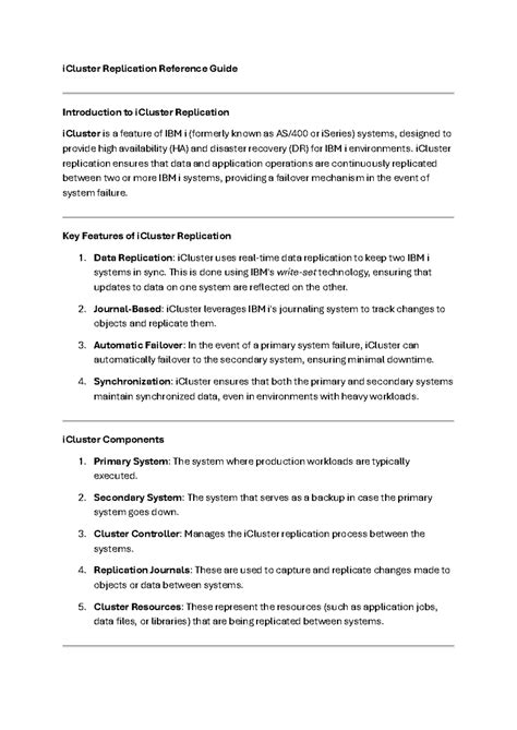 Icluster Replication Setup And Management Guide For Ibm I Systems Studocu