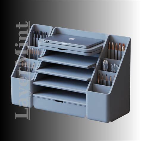3d Printable Desk Organizer Multi Layer Storage Stl File Etsy