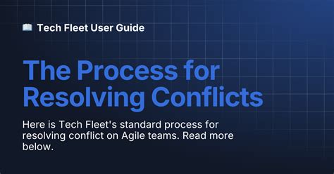 The Process For Resolving Conflicts Tech Fleet User Guide