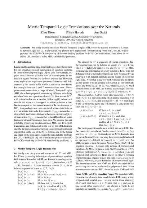 pdf metric temporal logic translations over the naturals ana ozaki