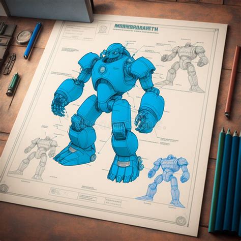 Ai Generated Illustration Of A Modern Robot Sketched On A Paper Stock