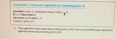 Solved Algorithm 3 A Recursive Algorithm For Computing