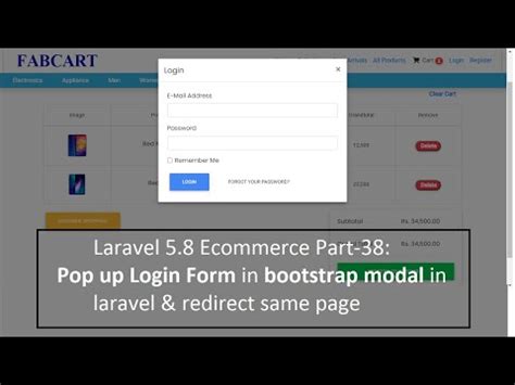 Laravel 5 8 Ecommerce Part 38 Pop Up Login Form In Bootstrap Modal In