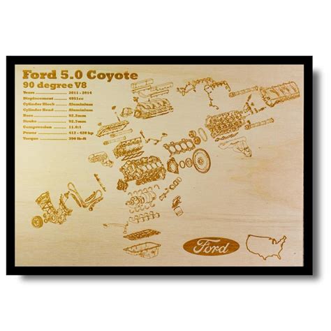 Ford F150 Poster Laser Engraved Engine Diagram Exploded View Coyote 50