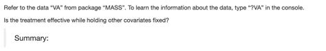 Solved Refer To The Data Va From Package Mass To Learn