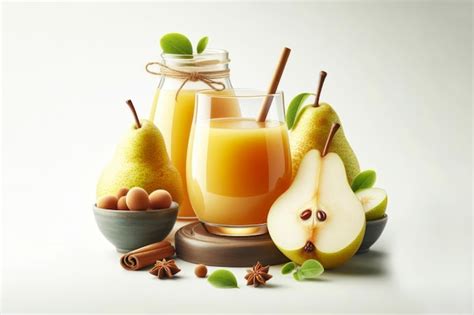 Premium Photo Pear Fruit Juice Isolated On Solid White Background Ai