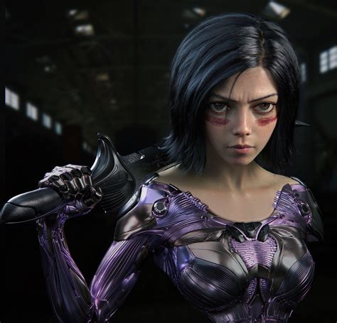 Alita Battle Angel Brown Eyes Dark Hair Digital Art Artstation Fan Art Cyborg 2k Wallpaper