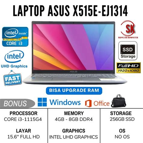 Jual BARU! LAPTOP ASUS X515E-EJ1314 CORE I3 GEN11 RAM 8GB SSD 256GB 15. ...