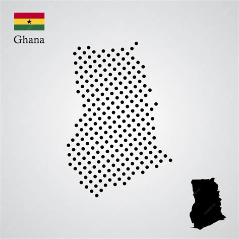El Mapa De Ghana Con Silueta En Estilo De Medio Tono Vector Premium
