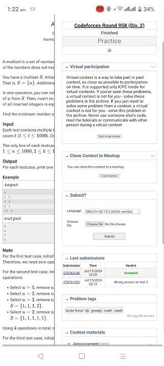 Split The Multiset A Div2 Codeforces Solution In C Youtube