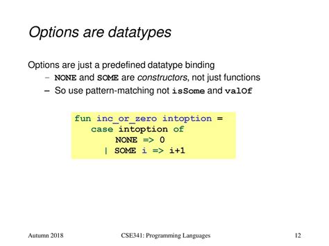 CSE341 Programming Languages Lecture 5 More Datatypes And Pattern