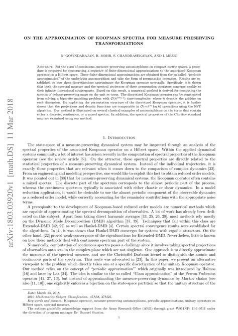 Pdf On The Approximation Of Koopman Spectra For Measure Preserving Transformations