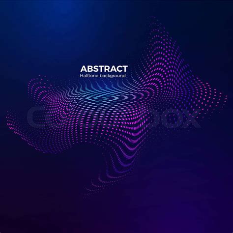 Abstract Halftone Background With Dynamic Waves Warp Dots Surface Twisted Line And Particles