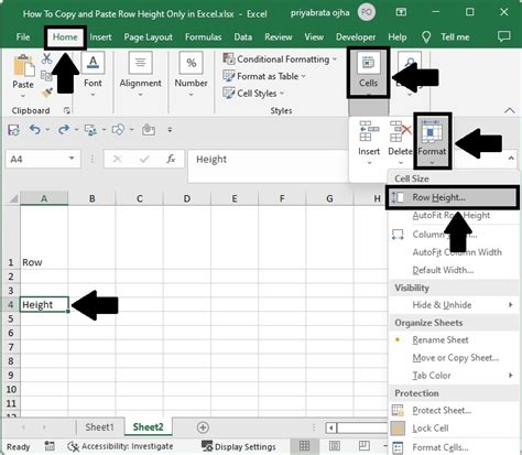 Excel 如何只复制和粘贴行高 极客教程