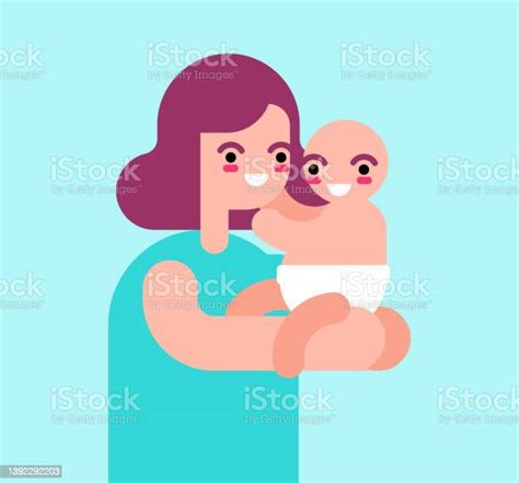 행복한 여자와 아기 어머니는 아이를 안고 있습니다 어머니의 날 삽화 모성의 행복 가족에 대한 스톡 벡터 아트 및 기타 이미지