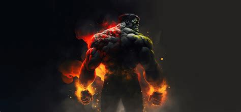 X Resolution Hulk In Flames K Superhero Avengers X Resolution Wallpaper